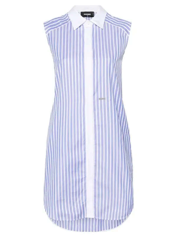 Dsquared2 Knotted-sleeves Striped Shirtdress - Blue