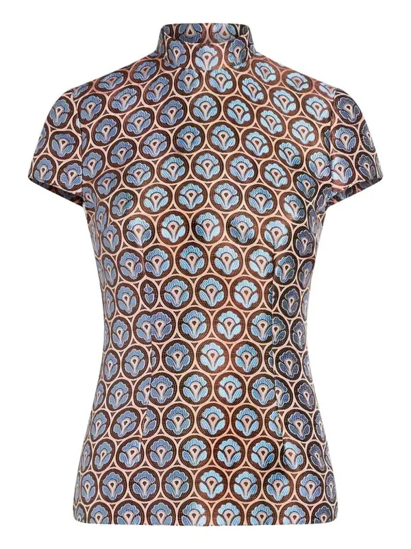 Etro Floral-jacquard Top - Blue