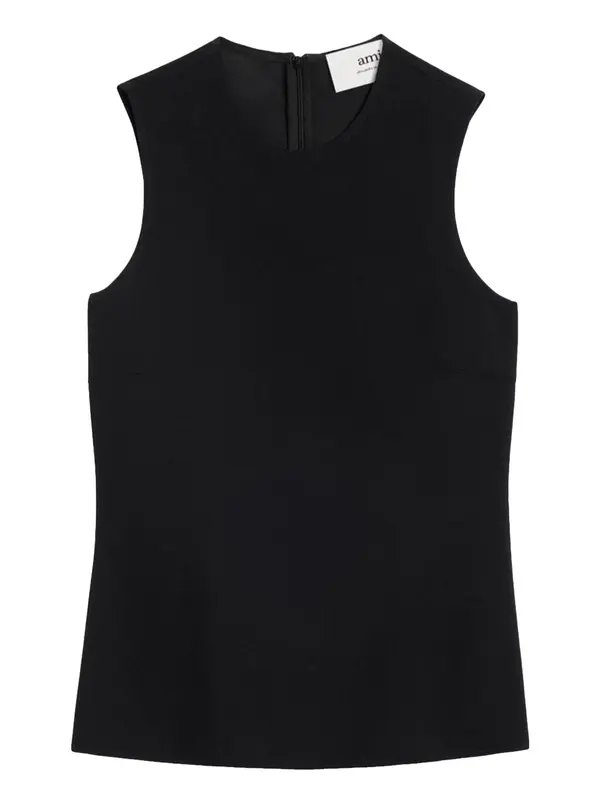 Ami Crepe Tank Top - Black