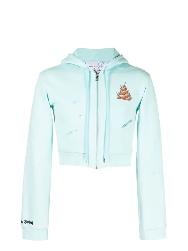 Natasha Zinko Zipped Cotton Hoodie - Blue