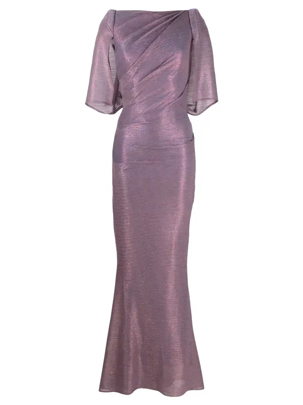 Talbot Runhof Plissé-effect Lurex Gown - Purple