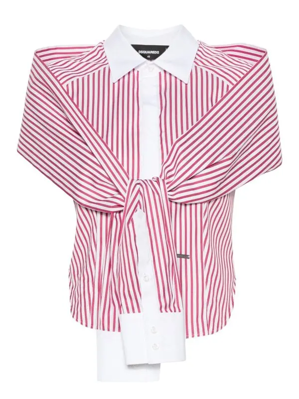 Dsquared2 Striped Shirt With Knotted Sleeves - Red