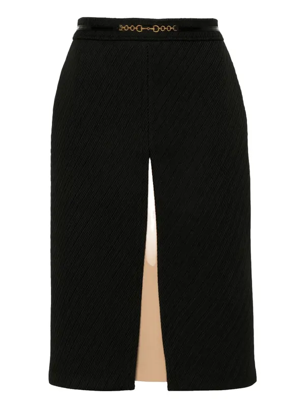 Gucci Horsebit-chain Striped Skirt - Black