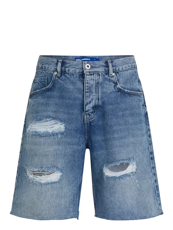 Karl Lagerfeld Distressed Denim Shorts - Blue
