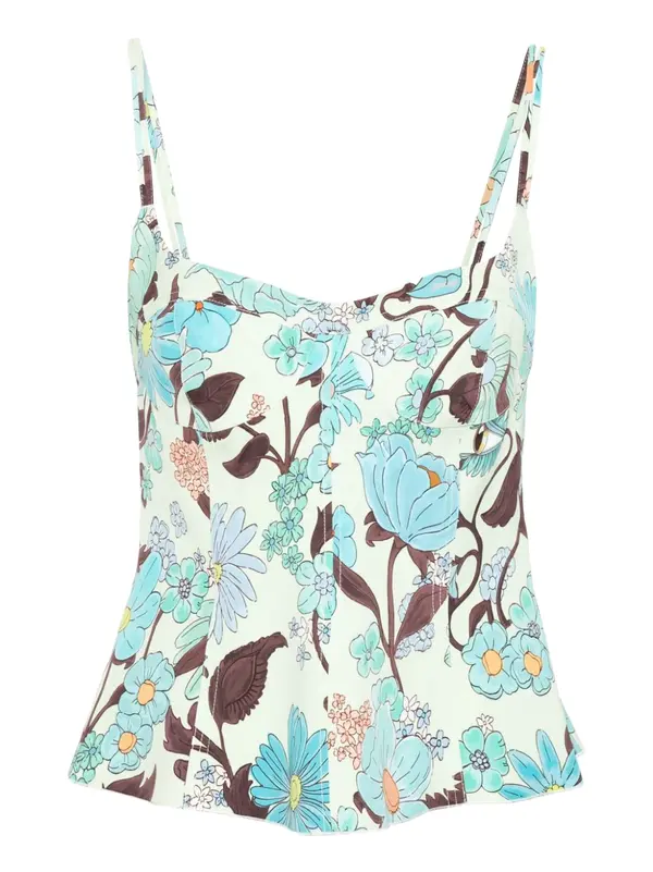 Stella McCartney Floral-print Peplum Top - Green