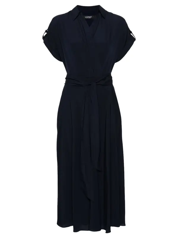 Ralph Lauren V-neck Georgette Midi Dress - Blue