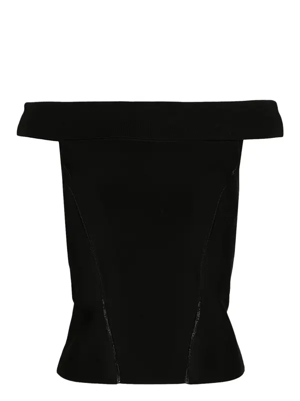 Zimmermann Matchmaker Off-shoulder Ribbed Knit Top - Black