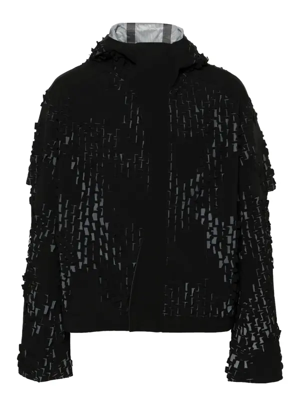 HELIOT EMIL Morphogens Lasercut Hooded Jacket - Black