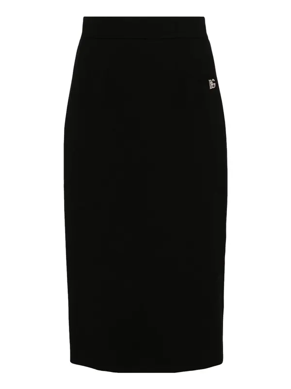 Dolce & Gabbana Virgin Wool Pencil Midi Skirt - Black