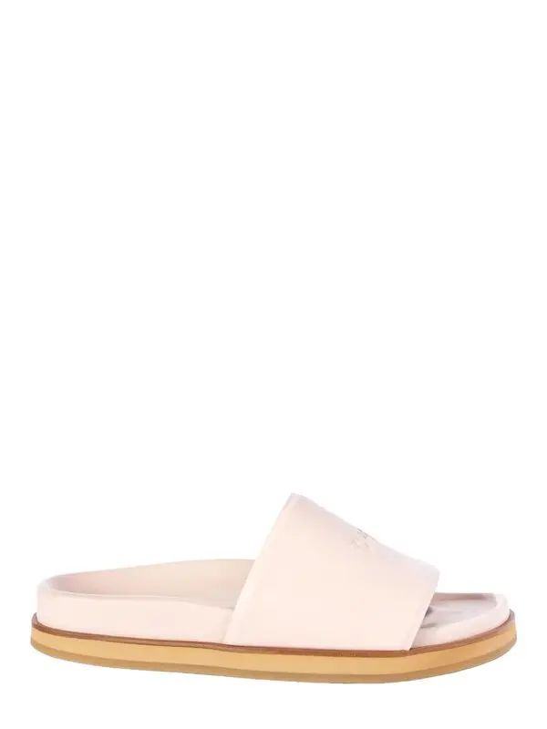 Off-White Logo-stamp Leather Slides - Neutrals