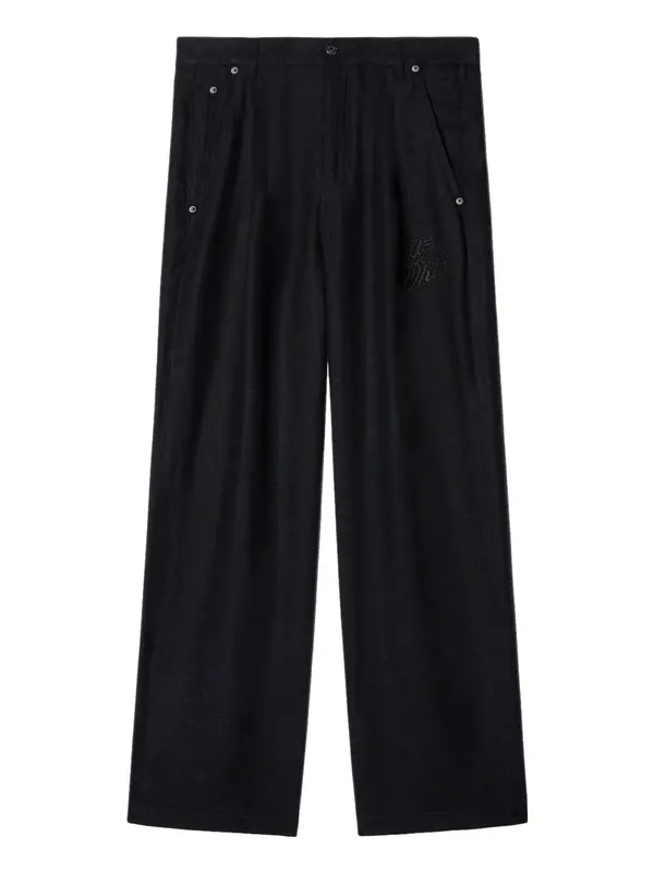 Off-White Wide-leg Linen Trousers - Black