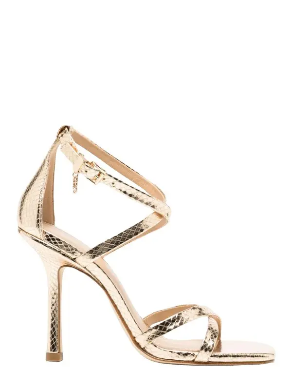 Michael Kors Celia 100mm Metallic-leather Sandals - Gold
