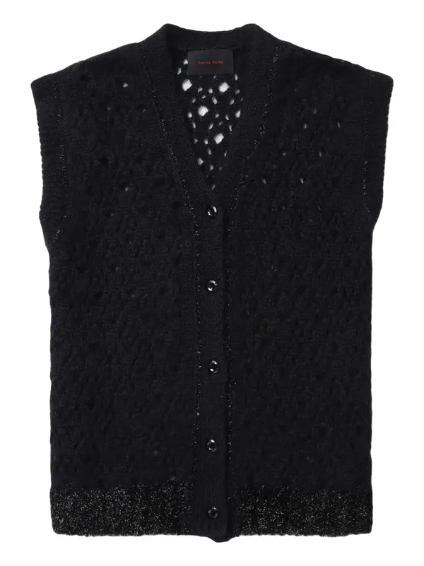 Simone Rocha Pointelle-knit Cardigan - Black