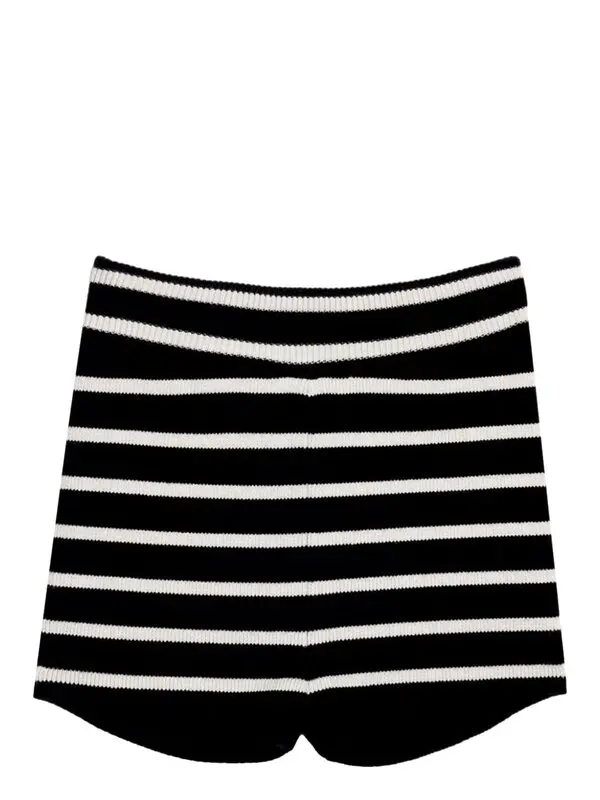 Ami Striped Knitted Mini Shorts - Black