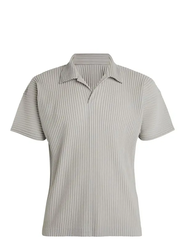 Issey Miyake Pleated Polo Shirt - Grey