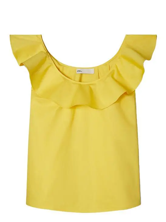 Tory Burch Cotton Flounce Top - Yellow Lemon