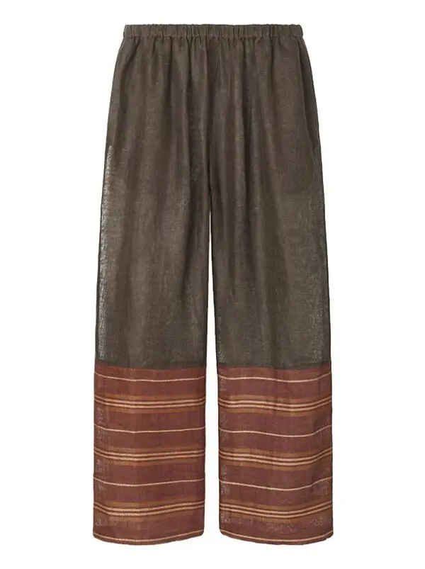 Tory Burch Linen Beach Pant - Dark Mocha/orange Crisp Stripe