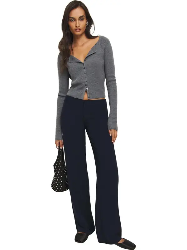 REFORMATION Vida Low Rise Pant - Blue