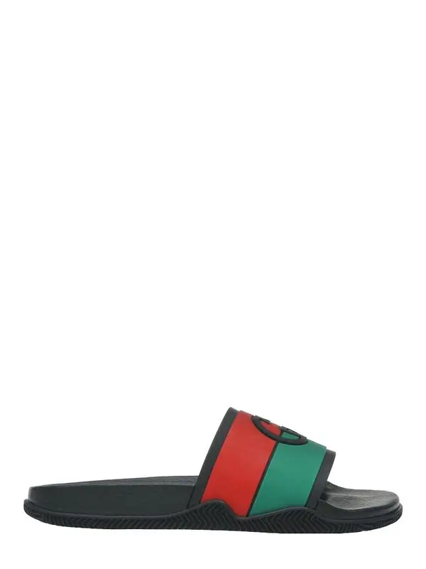 Gucci Interlocking G Slides - Black/red/green