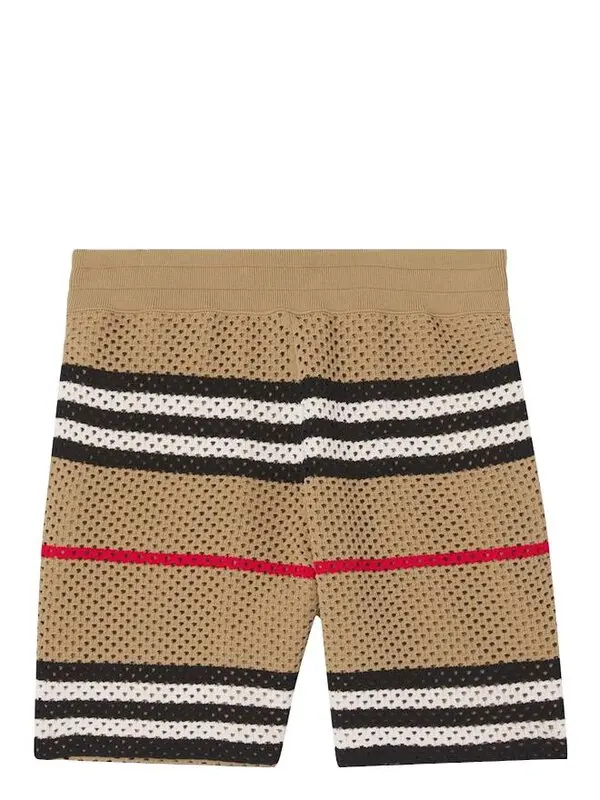 Burberry Icon Stripe Pointelle Knit Shorts - Beige