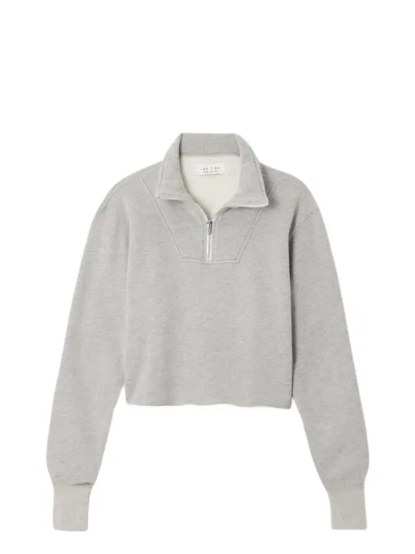LES TIEN Haley Cropped Sweatshirt - Gray