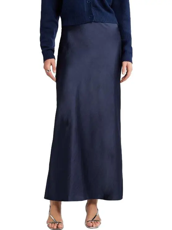 OPEN EDIT Bias Cut Maxi Skirt - Navy Blazer