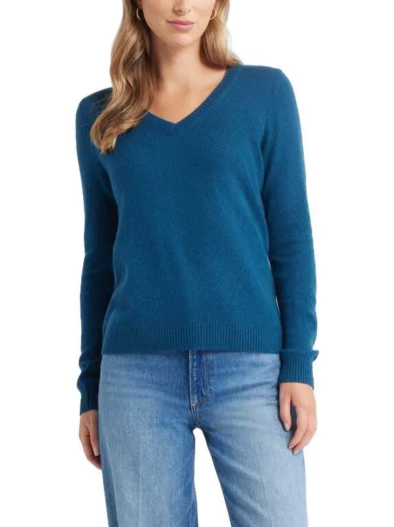 Caslon Cashmere V-neck Sweater - Blue Poseidon