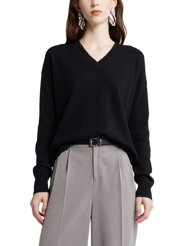 Nordstrom V-neck Cashmere Sweater - Black Rock