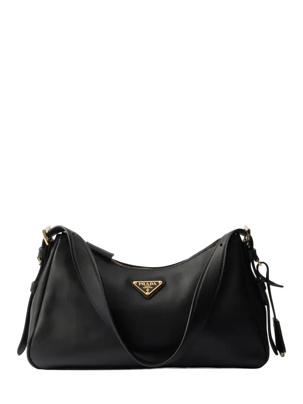 Prada Aimée Medium Leather Shoulder Bag - Black