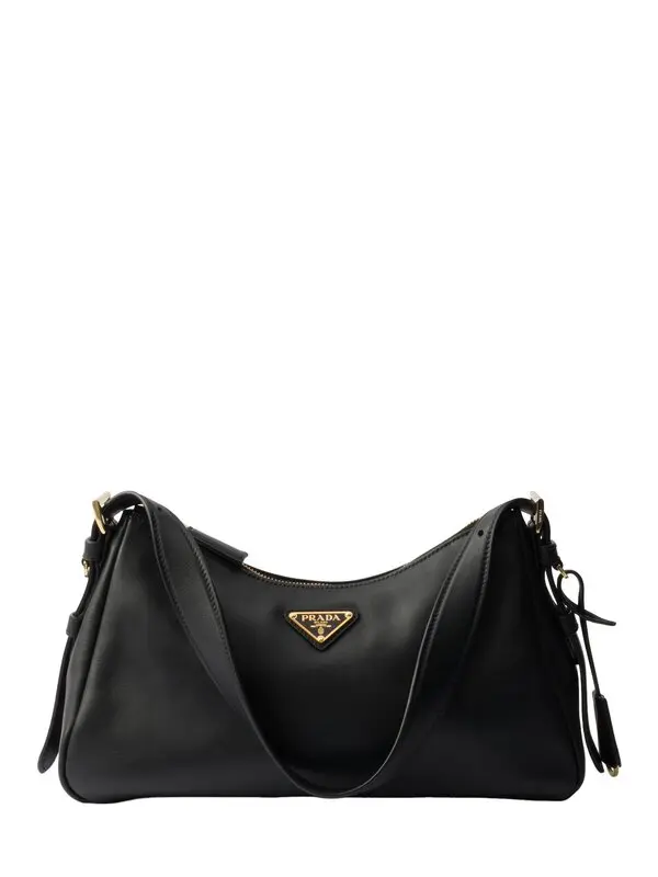 Prada Aimée Medium Leather Shoulder Bag - Black