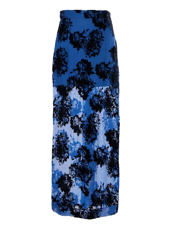 Nina Ricci Devore Velvet Maxi Skirt - Blue