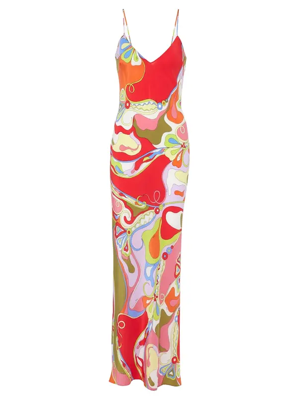 Emilio Pucci Orchidee Silk Crepe De Chine Maxi Dress - Multicoloured