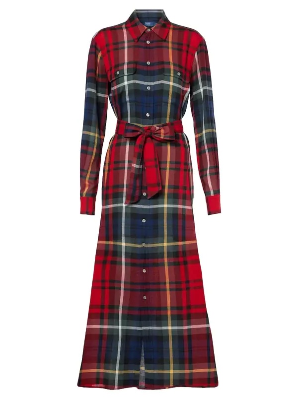 Polo Ralph Lauren Checked Cotton-blend Shirt Dress - Brown