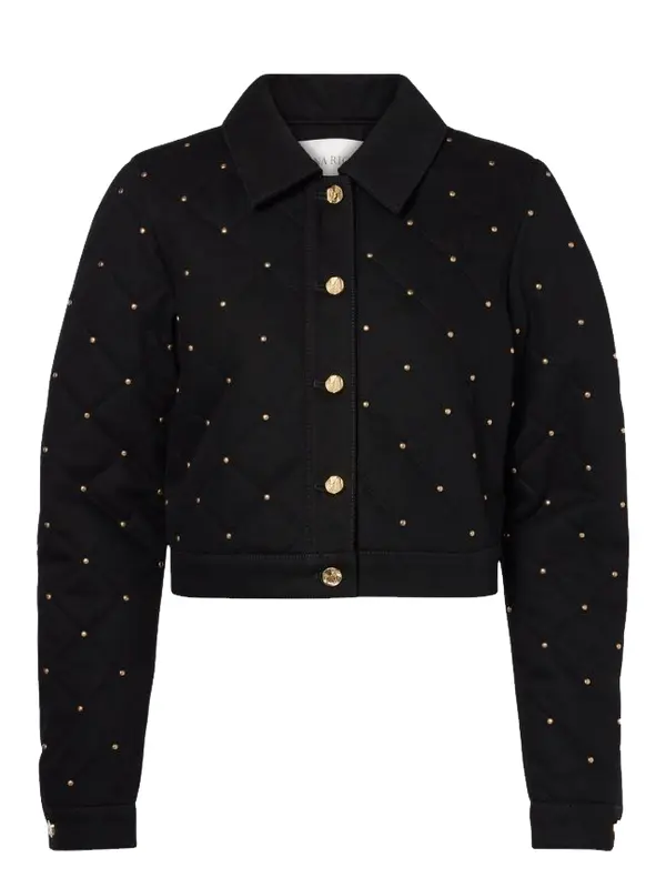 Nina Ricci Embellished Cropped Denim Jacket - Black