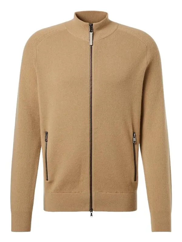 Bogner Dexter Wool And Cashmere Zip-up Sweater - Beige