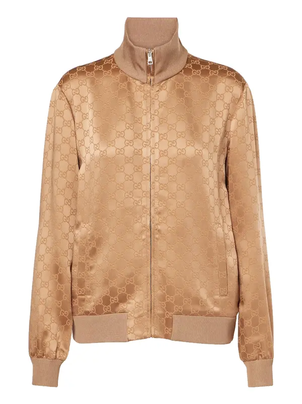 Gucci Gg Jacquard Satin Blouson - Beige