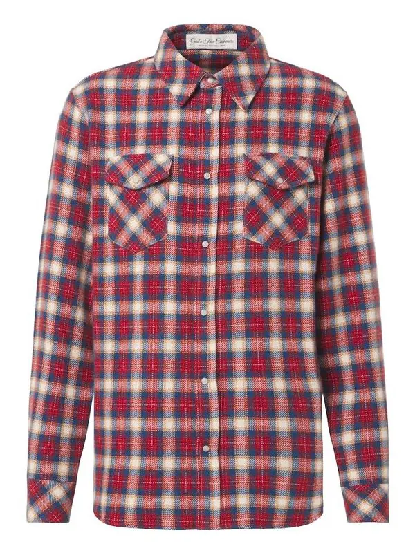 GOD'S TRUE CASHMERE Ski Santa Fe Plaid Cashmere Shirt - Red
