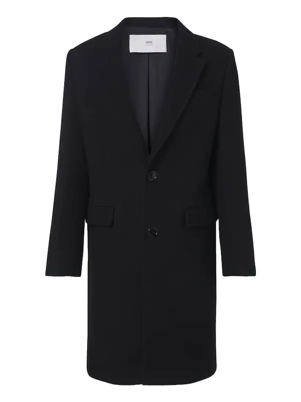 Ami Single-breasted Wool Coat - Black