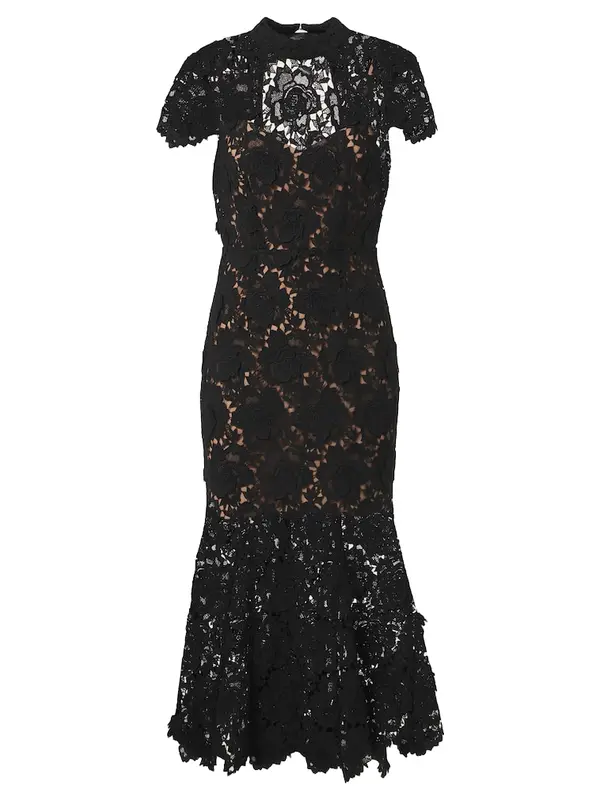 SELF-PORTRAIT Floral Lace Maxi Dress - Black
