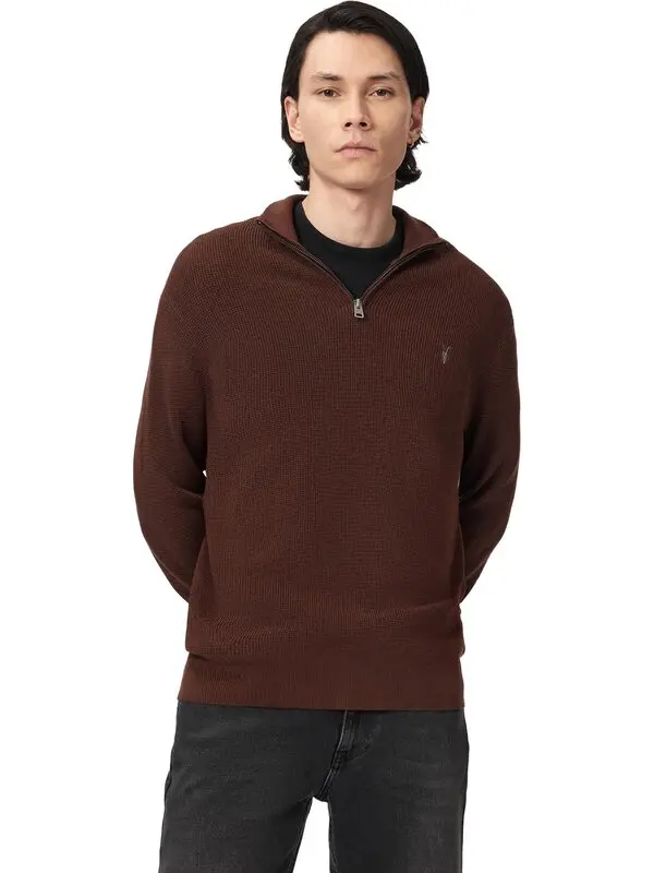 ALLSAINTS Aspen Funnel Neck Ram's Wool Sweater - Brown