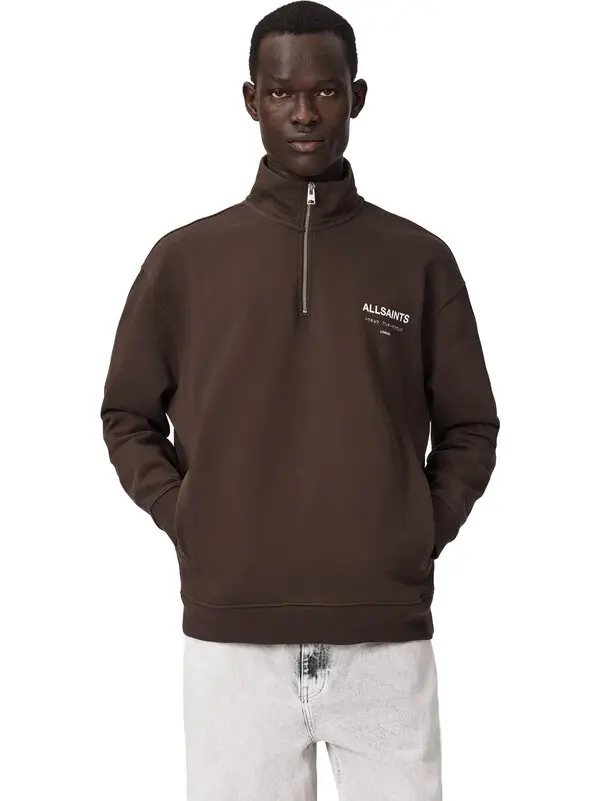 ALLSAINTS Underground Half Zip Sweatshirt - Brown