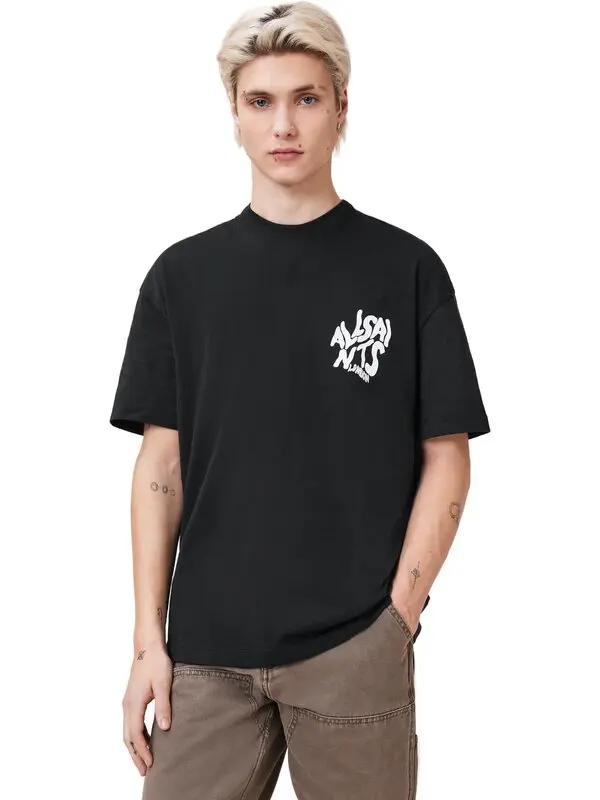 ALLSAINTS Orlando Logo Print Oversized T-shirt - Jet Black