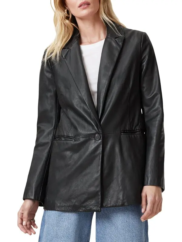 ALLSAINTS Leather Deri Blazer - Black