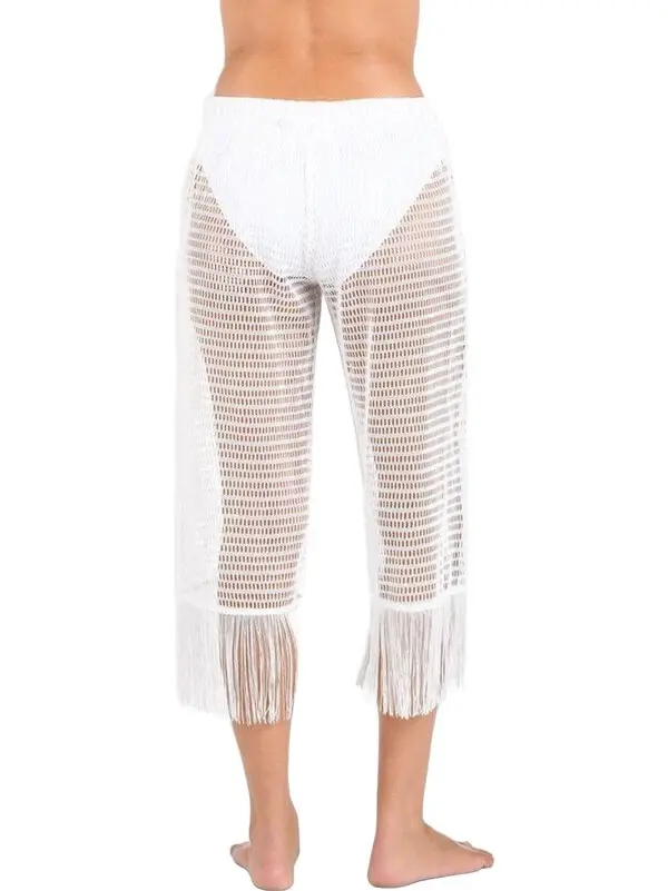 La Blanca Open-knit Crochet Cropped Pants - White