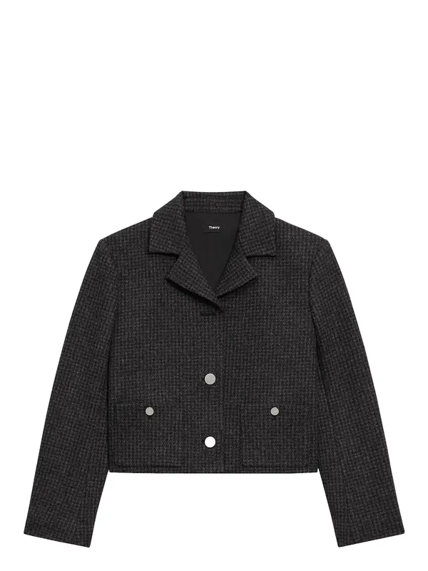 Theory Boxy Cropped Check Flannel Jacket - Chmg