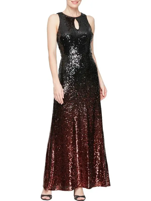 Alex Evenings Ombré Sequin Trumpet Gown - Black/copper