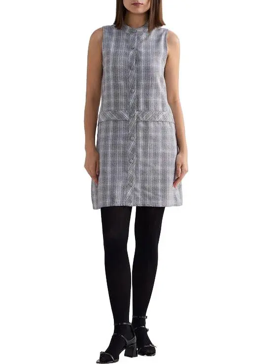 REISTOR Cotton Tweed Shift Dress - Steel Breeze