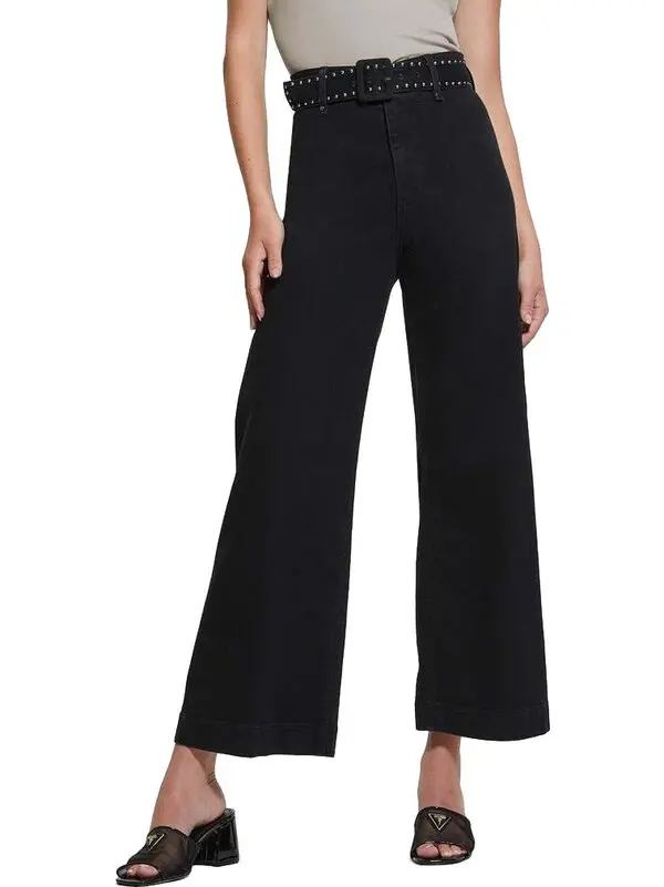 Guess Dakota High-waist Wide-leg Cropped Jeans - Deeper Black