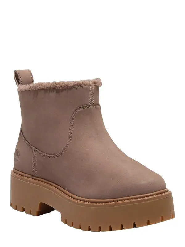 Timberland Stone Street Faux Fur Lined Bootie - Taupe Nubuck