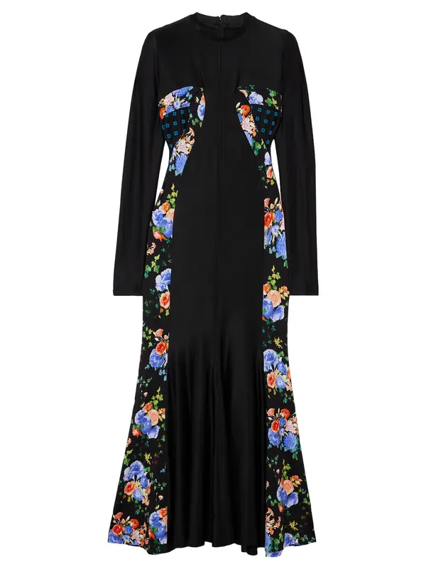 Rabanne Paneled Printed Maxi Dress - Black